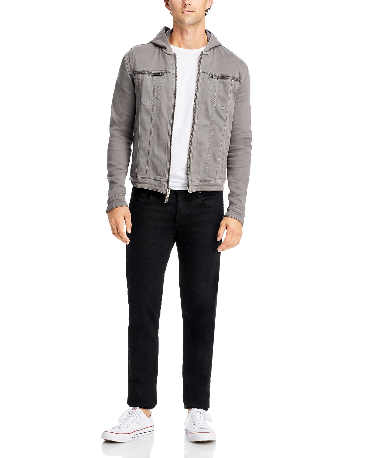 JOHN VARVATOS John Varvatos Star Usa Hooded Zip-Front Knit Jacket